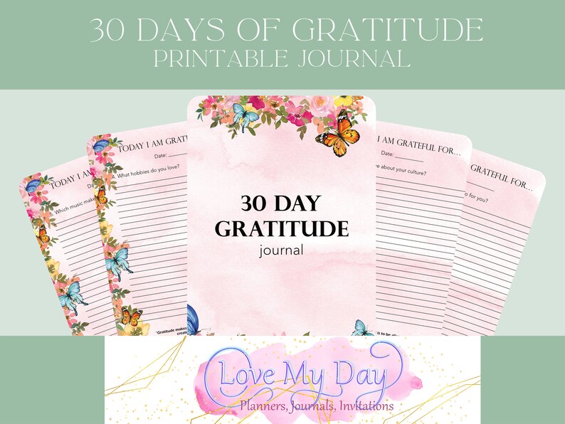 30 Days of Gratitude Printable Journal - Etsy