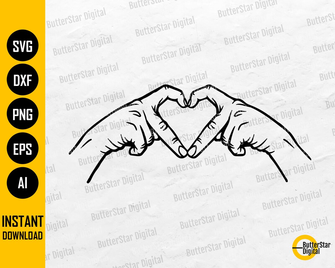 Fingers Heart Sign SVG | Cute Love Decal T-shirt Sticker Art Graphics ...