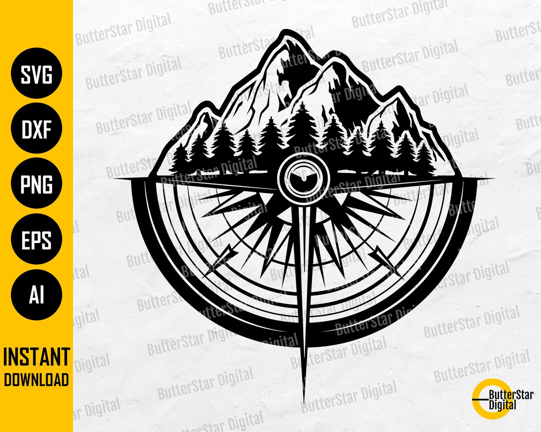 Adventure Compass SVG | Mountain SVG | Nature SVG | Trees Svg | Cricut ...