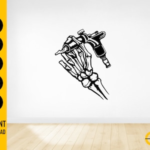 Skeleton Hand With Tattoo Gun SVG Tattoo Artist Machine Shop Studio ...