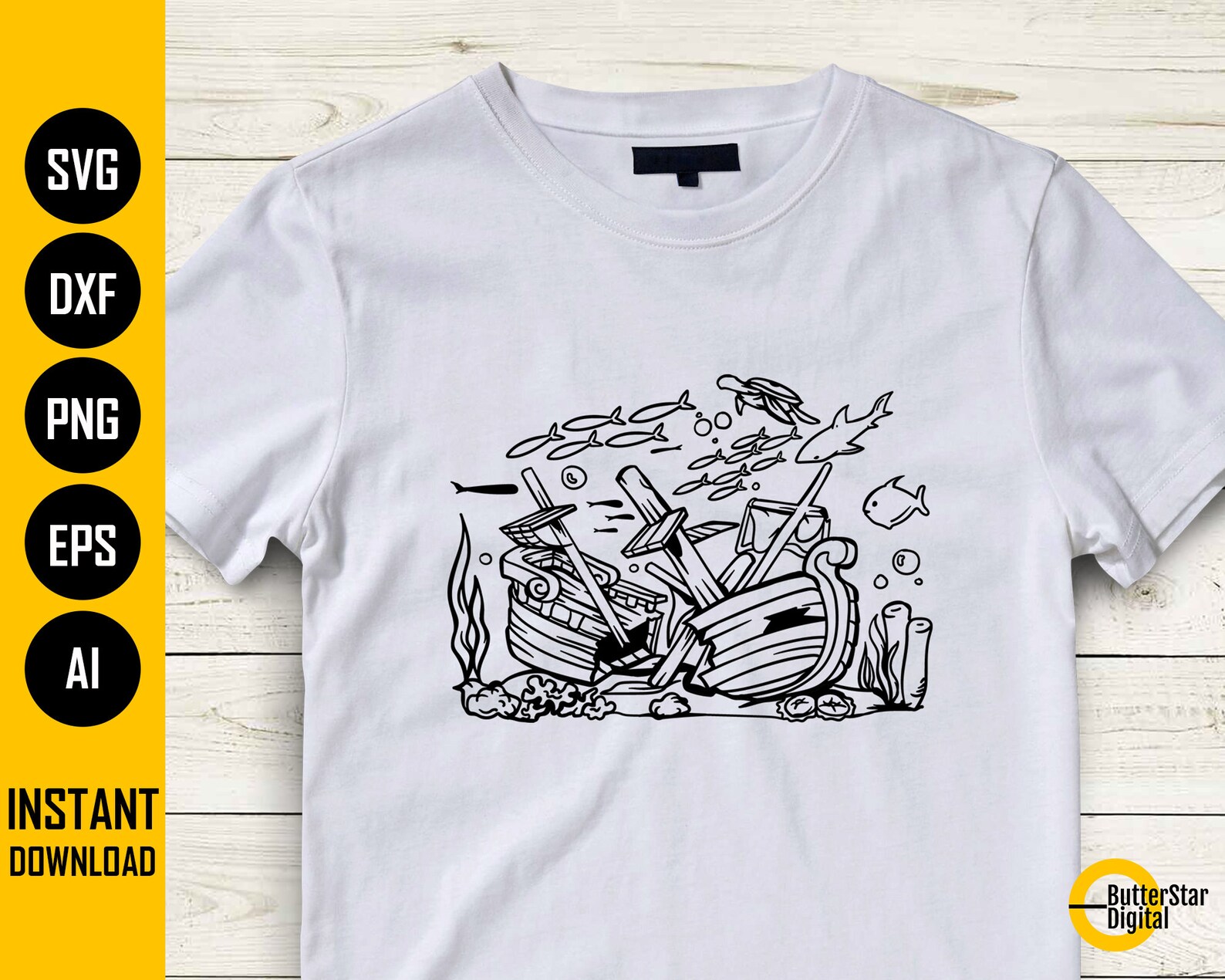 Sunken Ship SVG | Scuba Diving SVG | Freediving SVG | Dive Ocean Sea ...