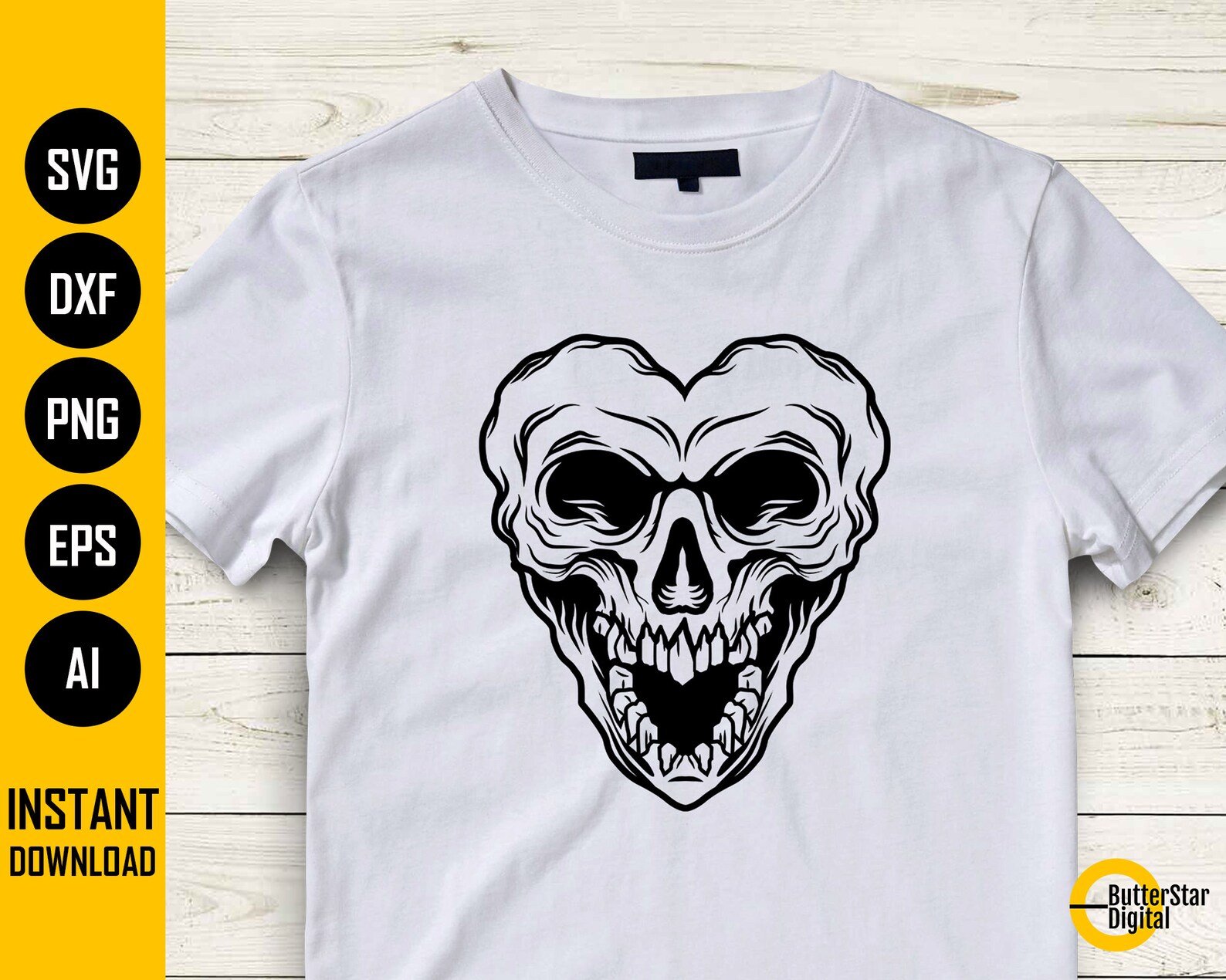 Heart Skull SVG Love SVG Gothic T-shirt Vinyl Stencil - Etsy