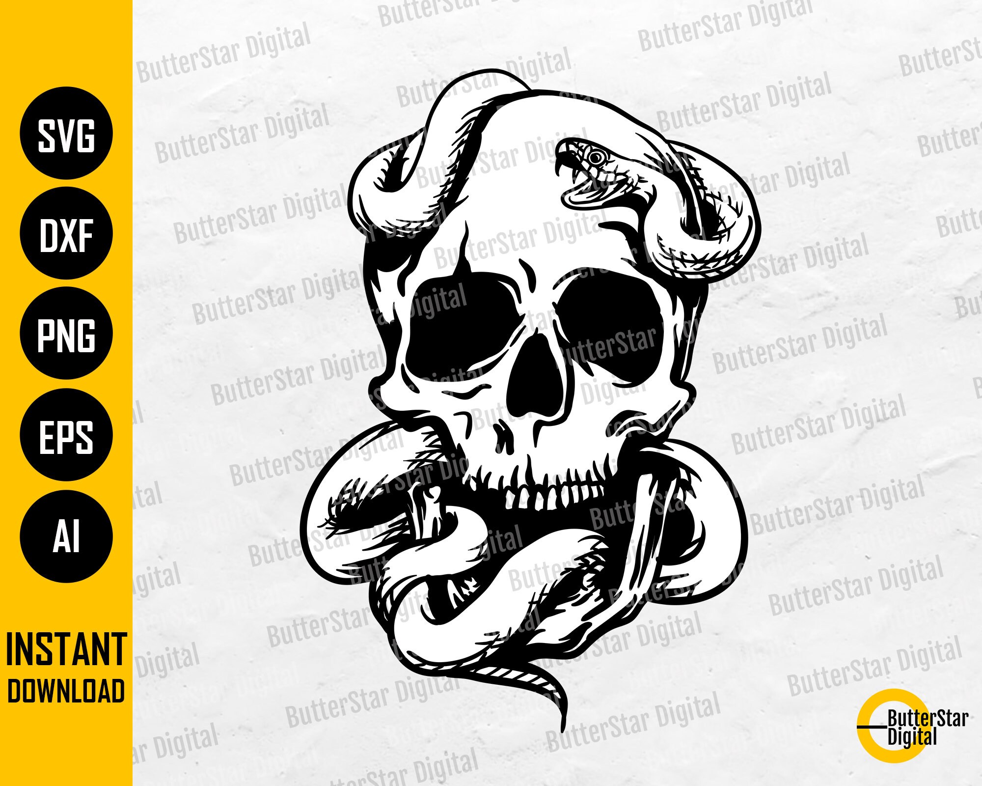 Skull Snake SVG Dead Skeleton SVG Gothic T-shirt Vinyl | Etsy
