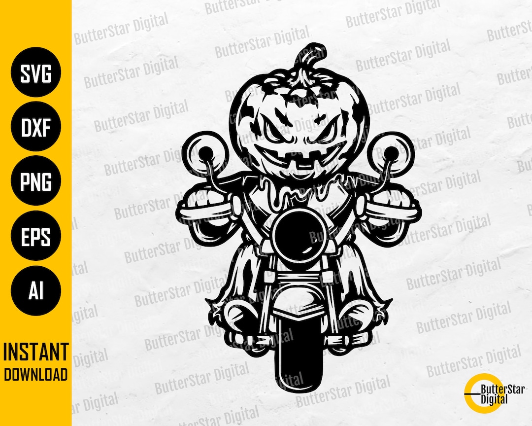Biker Jack O'lantern SVG | Cute Funny Halloween SVG | Cool Pumpkin ...