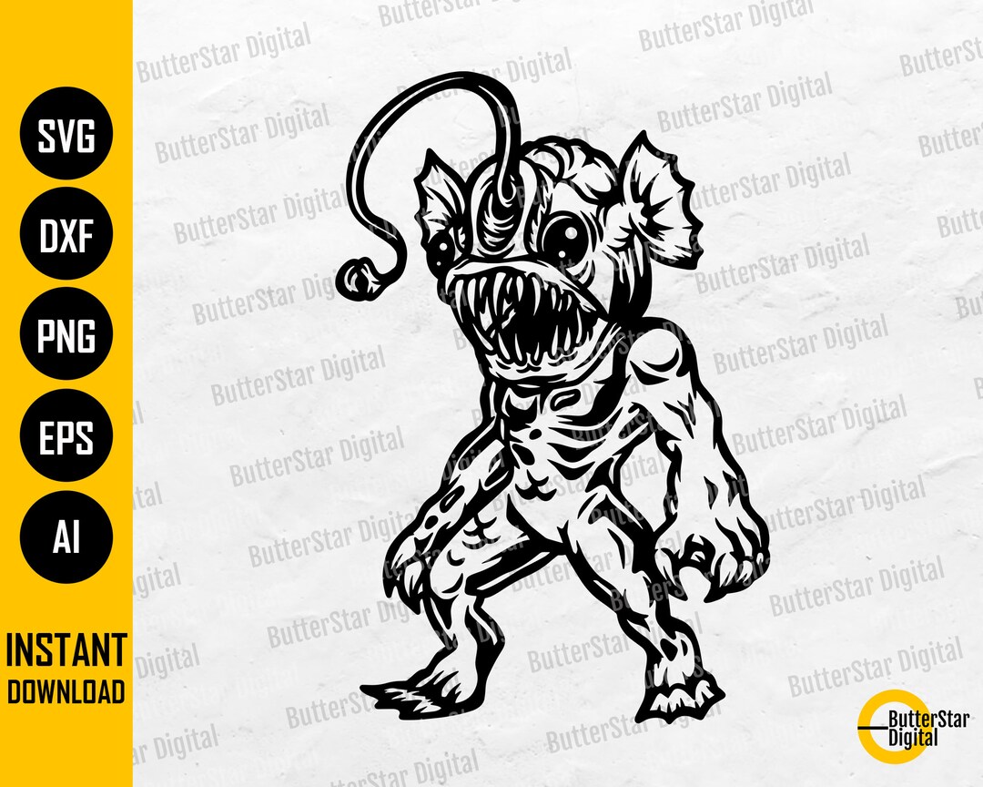 Cute Sea Monster SVG Angler Fish SVG Kraken SVG Cricut Cutting File ...