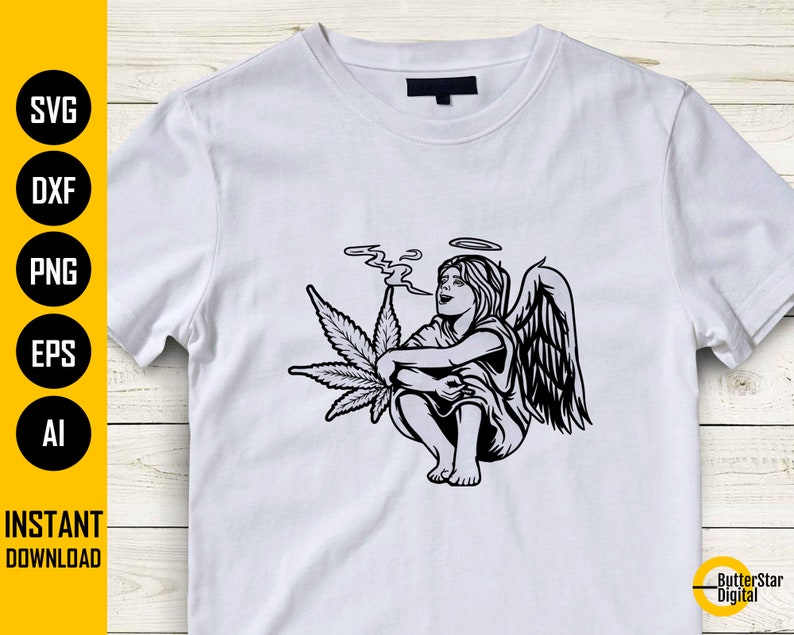 Cannabis Angel SVG | Smoking Marijuana Joint SVG | Smoke Weed SVG ...