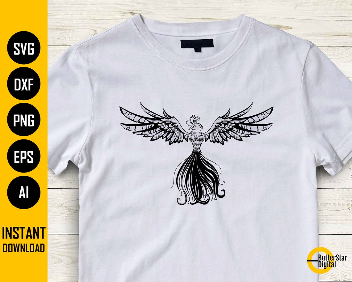 Phoenix Bird SVG | Mythical Animal SVG | Flaming Wings SVG | Fire Flame ...