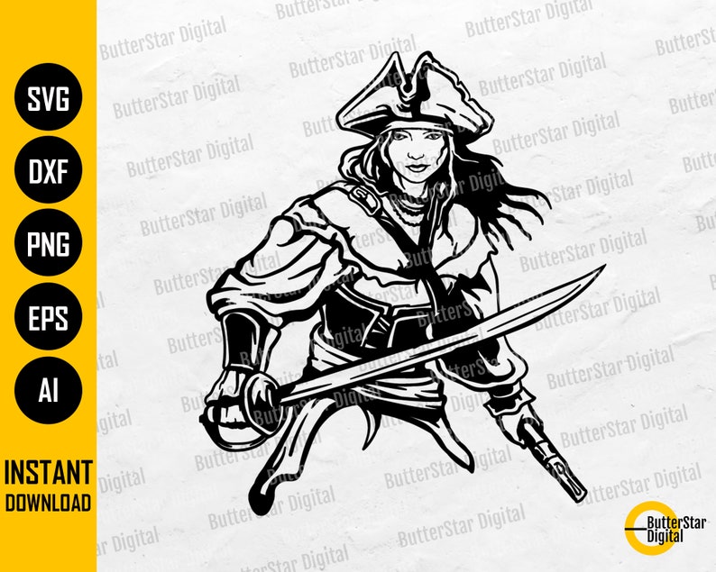 Pirate Girl SVG Pirata SVG Piracy SVG Sword Captain Hat | Etsy
