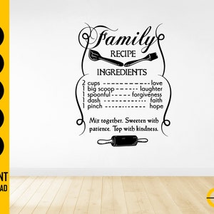 Family Recipe SVG | Home SVG | Kitchen Quotes Sayings Cutting Board ...