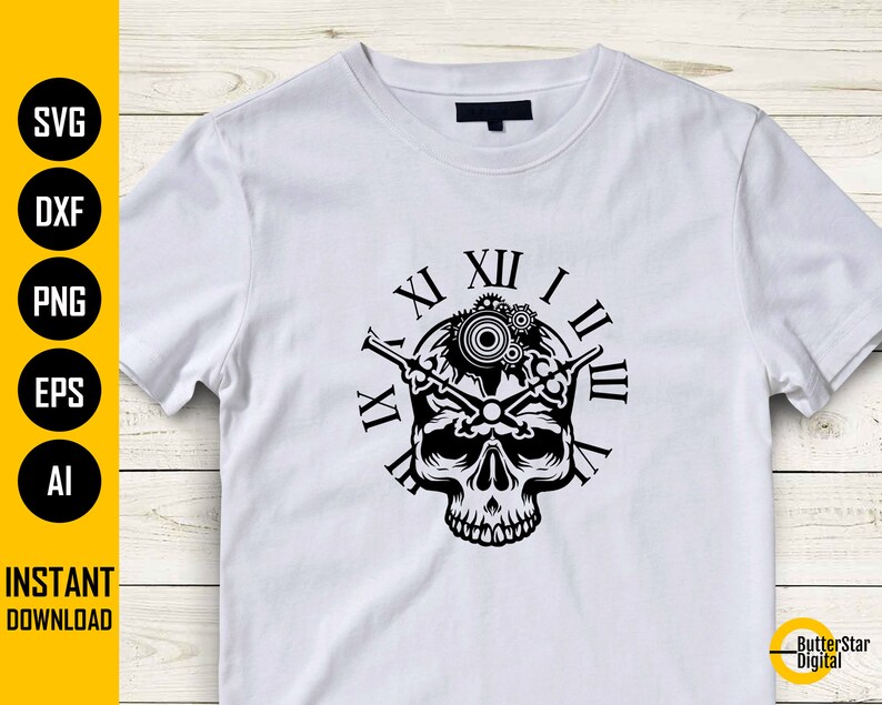 Clock Skull SVG Gothic SVG Time Wall Decoration Vinyl - Etsy