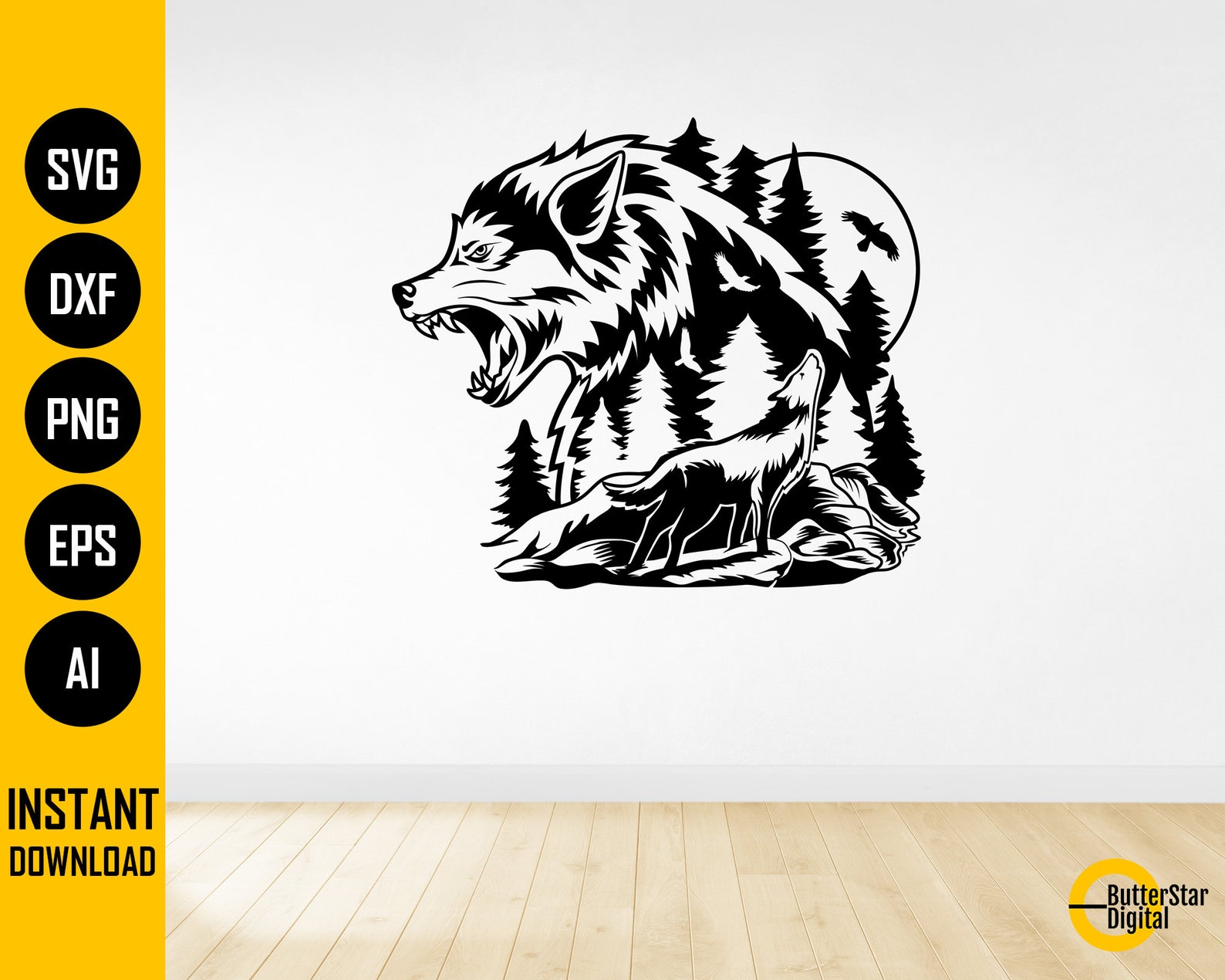 Mountain Wolf SVG | Wolf Pack SVG | Wild Animal T-shirt Decals Graphics ...