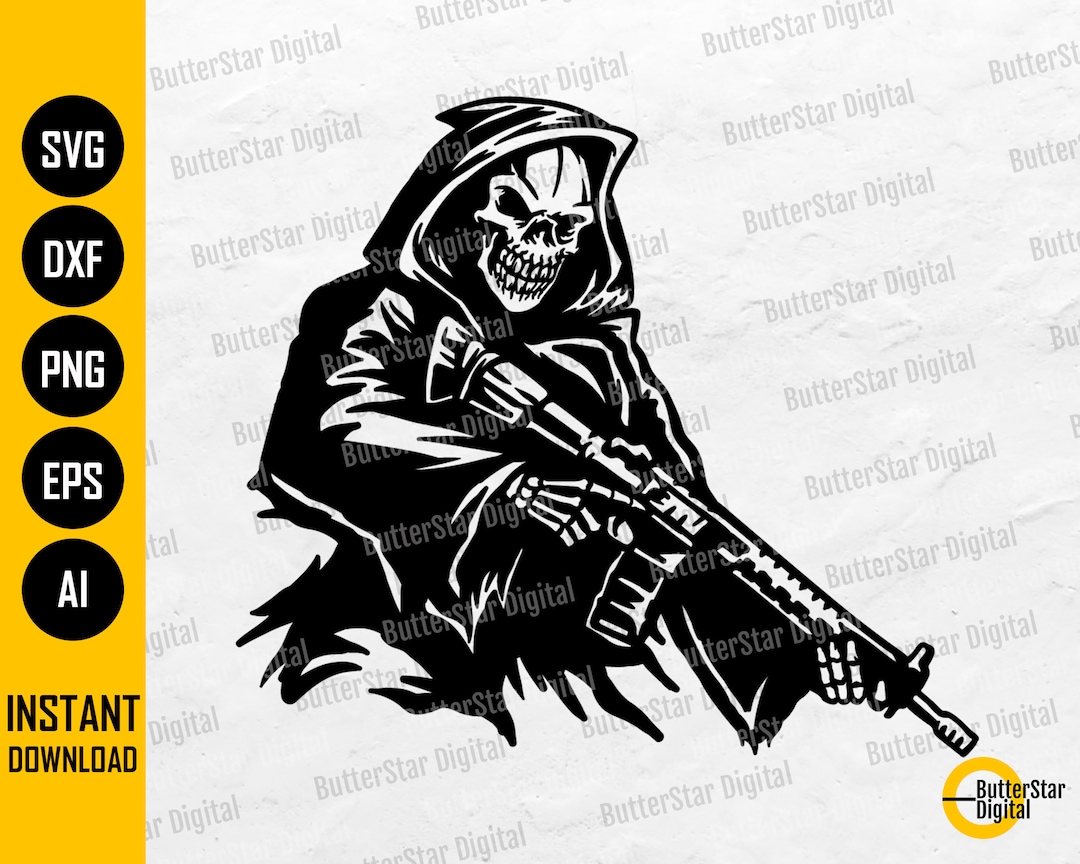 Grim Reaper With Rifle SVG Guns SVG Killer SVG Death T-shirt Decals ...