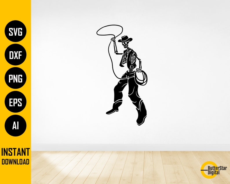 Skeleton Cowboy Lassoing SVG | Lasso SVG | Western Decals T-shirt ...
