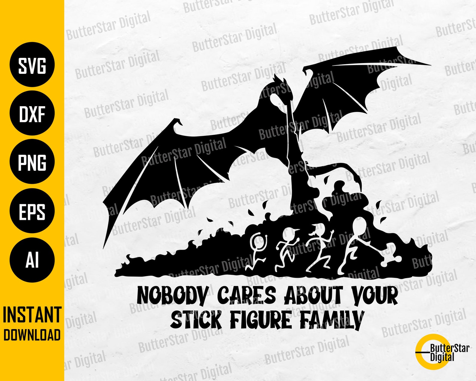 Dragon With Stick Figure Family SVG Cute Funny Car Sticker - Etsy