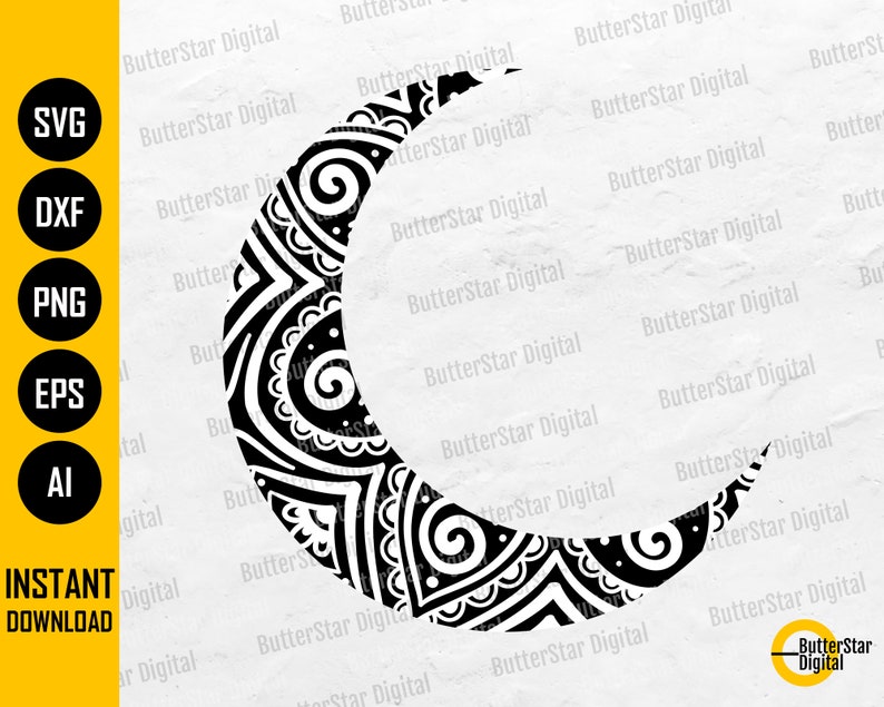 Mandala Moon SVG Zentangle SVG Celestial SVG Intricate - Etsy