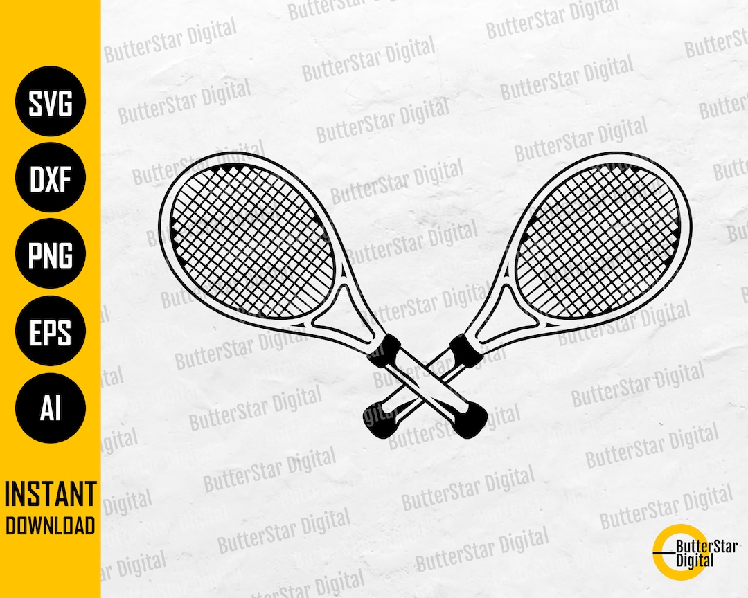 Crossed Tennis Rackets SVG | Sports T-shirt Decal Sticker Graphics ...