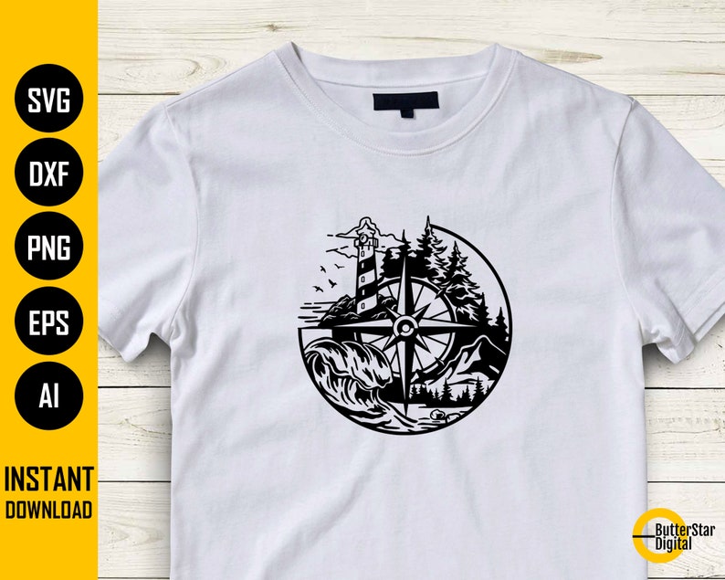 Lighthouse Compass SVG | Fisherman SVG | Lighthouse SVG | Cricut Cut ...