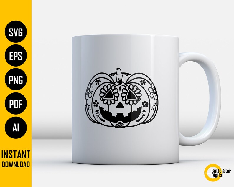 Jack O'lantern Sugar Skull SVG | Halloween Pumpkin | Cricut Cut File ...