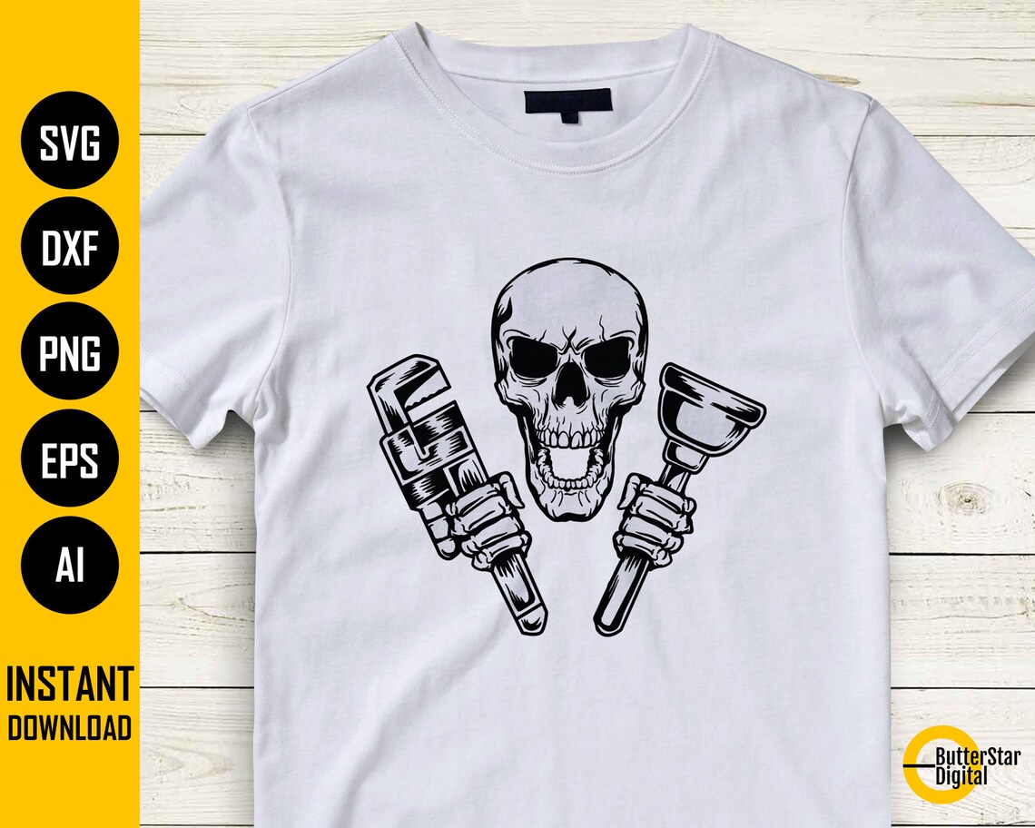 Plumber Skull SVG | Plumbing SVG | Gothic Decals Sticker T-shirt ...