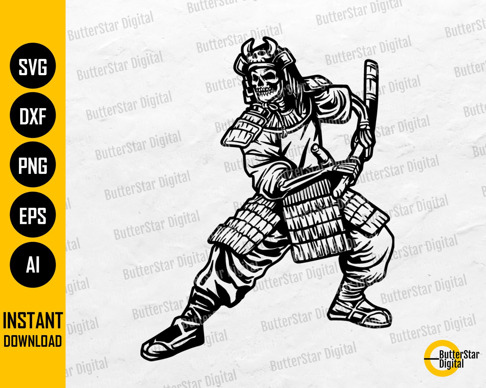 Skeleton Samurai SVG Warrior SVG Swordsman SVG Hannya - Etsy