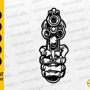 Skeleton Hand Holding Pistol SVG | Revolver SVG | Six Shooter SVG ...