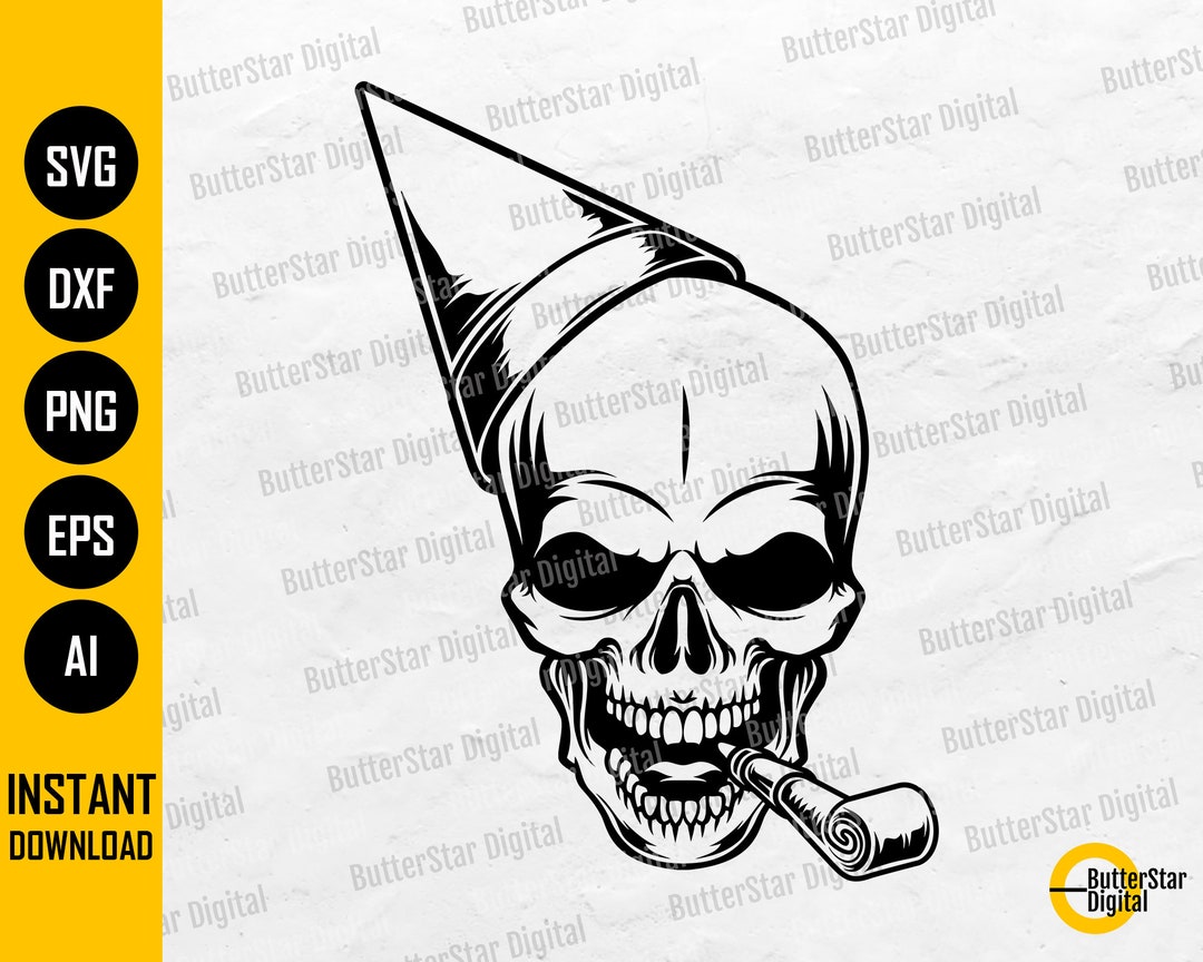 Party Hat Skull SVG | Skull With Party Horn SVG | Skeleton T-shirt ...