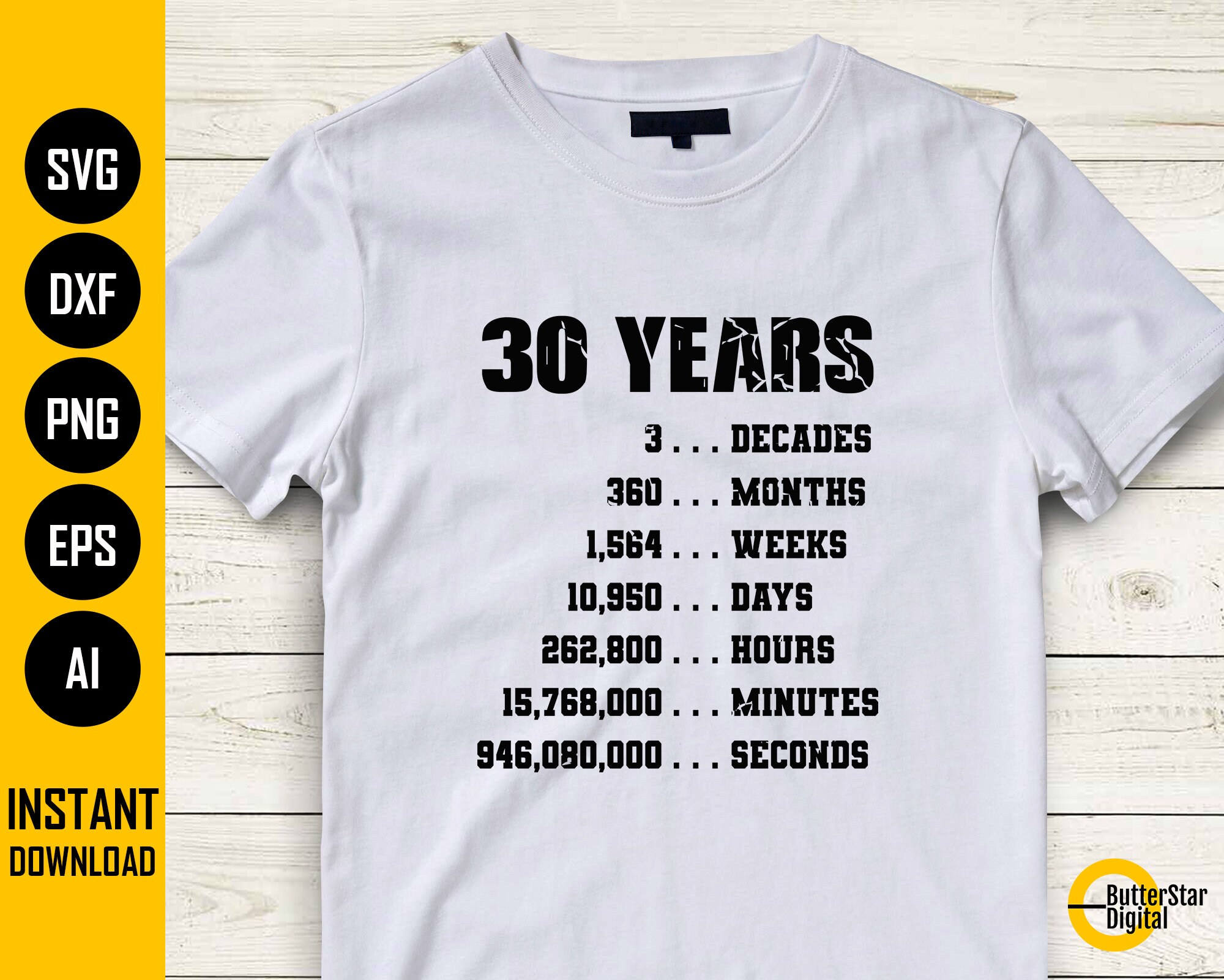 30th Birthday SVG 1991 SVG 30 Years Old Svg 3 Decades - Etsy