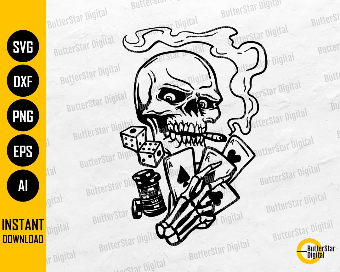 Skull Gambler SVG Casino SVG Gambling Decals T-shirt Tattoo Vinyl ...