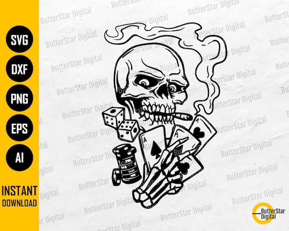 Skull Gambler SVG Casino SVG Gambling Decals T-shirt - Etsy