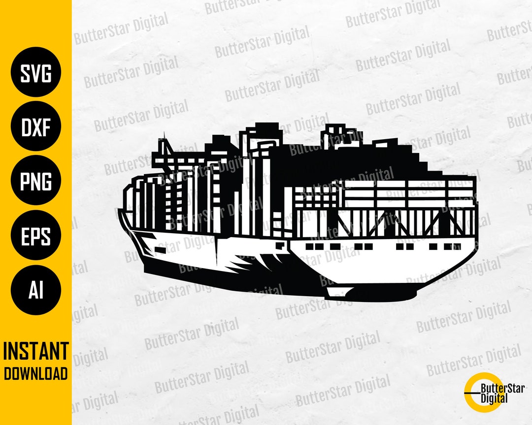 Cargo Ship SVG | Container Vessel SVG | Trade Freight Boat Ocean ...