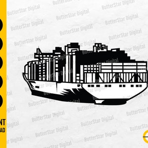 Cargo Ship SVG | Container Vessel SVG | Trade Freight Boat Ocean ...