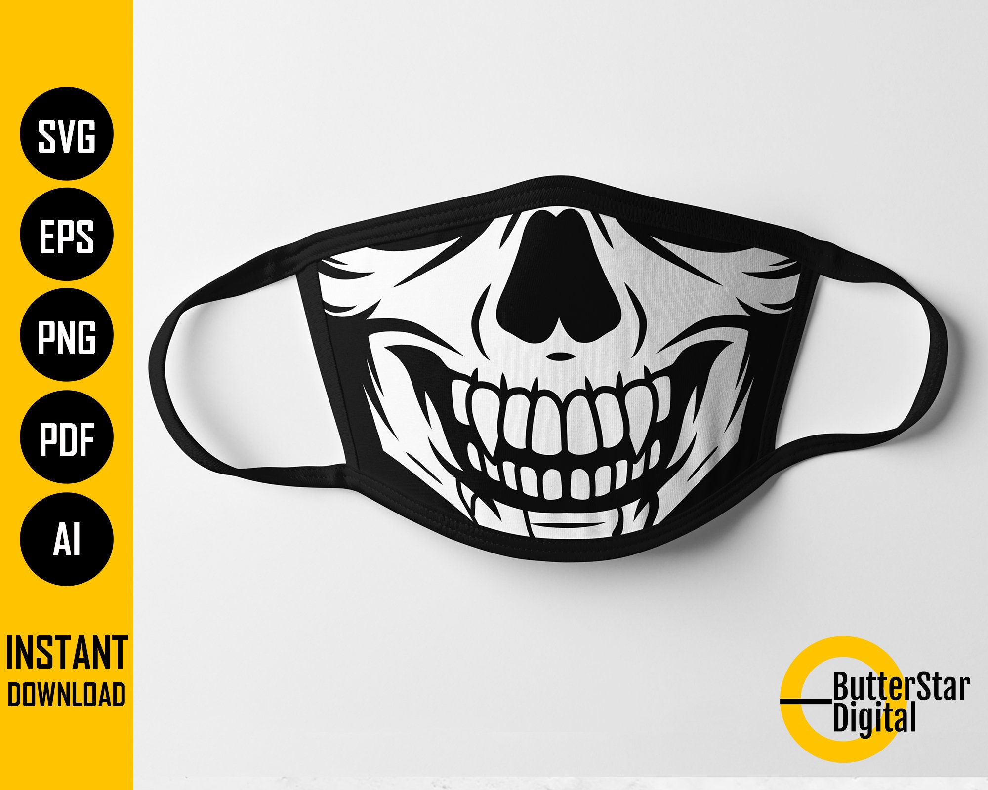 Cráneo BUNDLE Máscara de Cara SVG / Skeleton Facemask / Bones Mouth ...