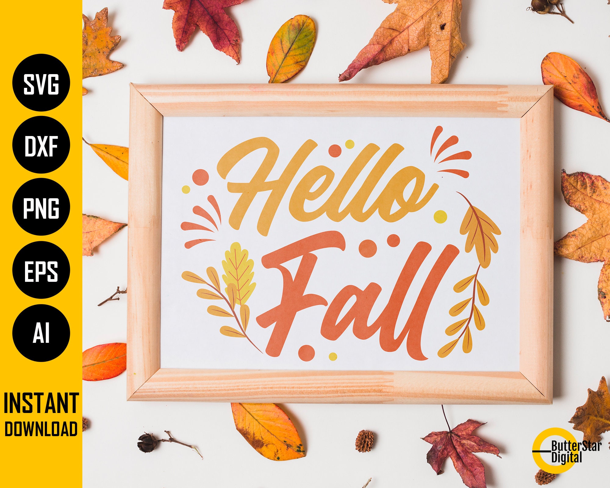 Hello Fall SVG Cute Autumn Door Sign Shirt Quotes Sayings - Etsy