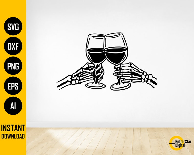 Skeleton Wine Toast SVG Alcohol SVG Party Decal T-shirt - Etsy
