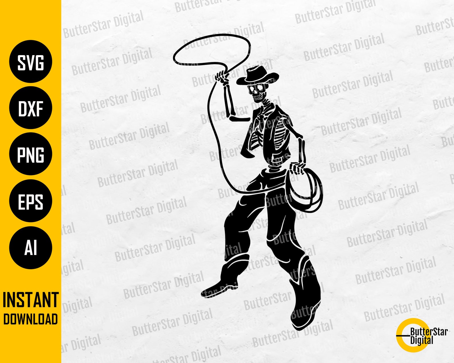 Skeleton Cowboy Lassoing SVG Lasso SVG Western Decals - Etsy
