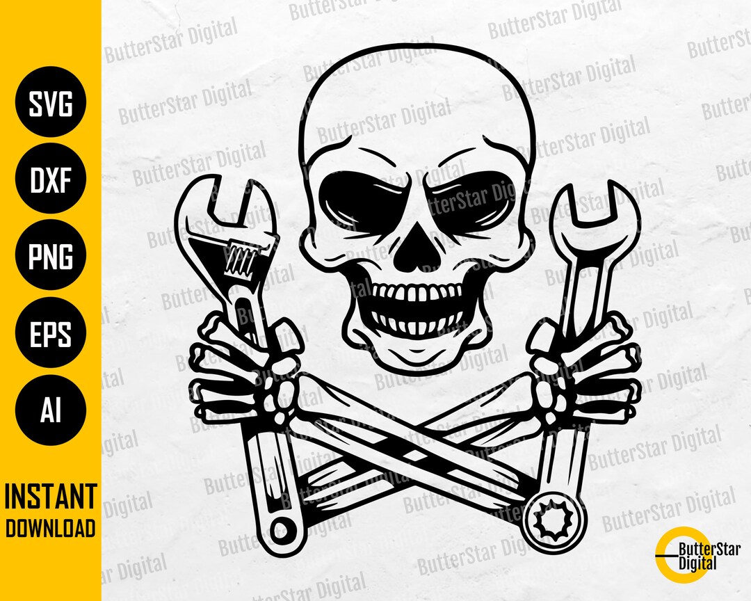 Mechanic Skull SVG | Crossbones SVG | Engine Auto Car Shop Garage ...