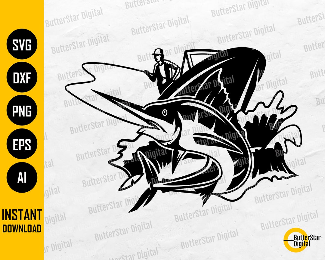 Blue Marlin Fishing SVG | Fisherman SVG | Catching Fish SVG | Sailfish ...