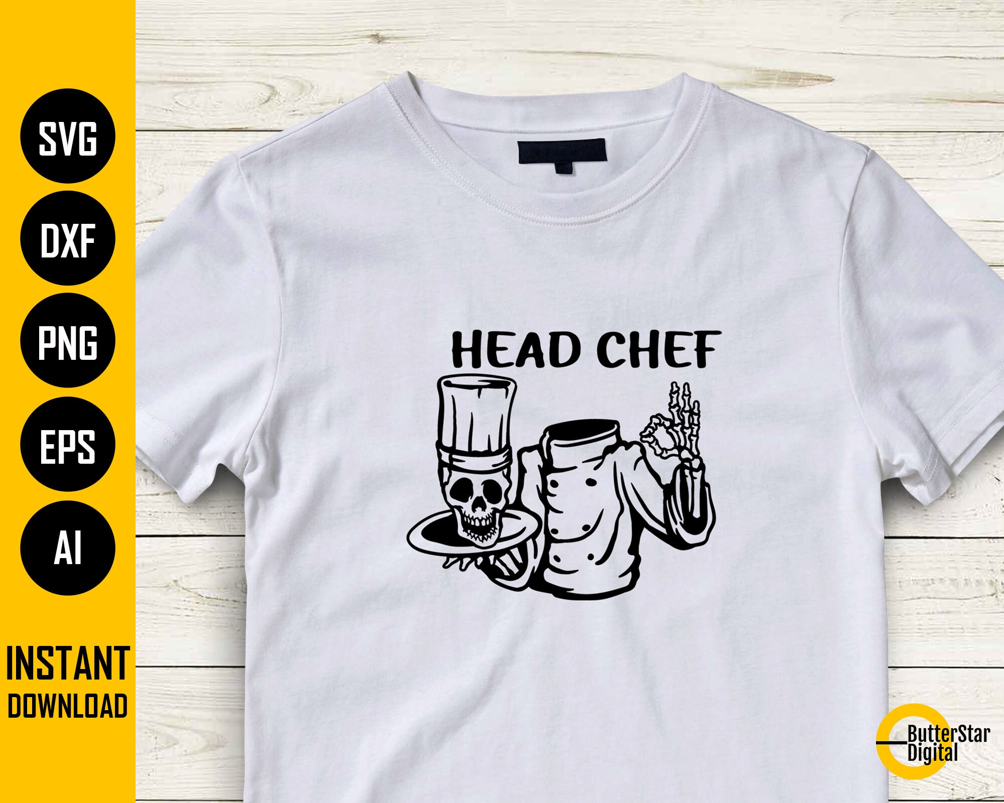 Head Chef SVG Funny Skeleton SVG Cooking T-shirt Apron - Etsy Australia