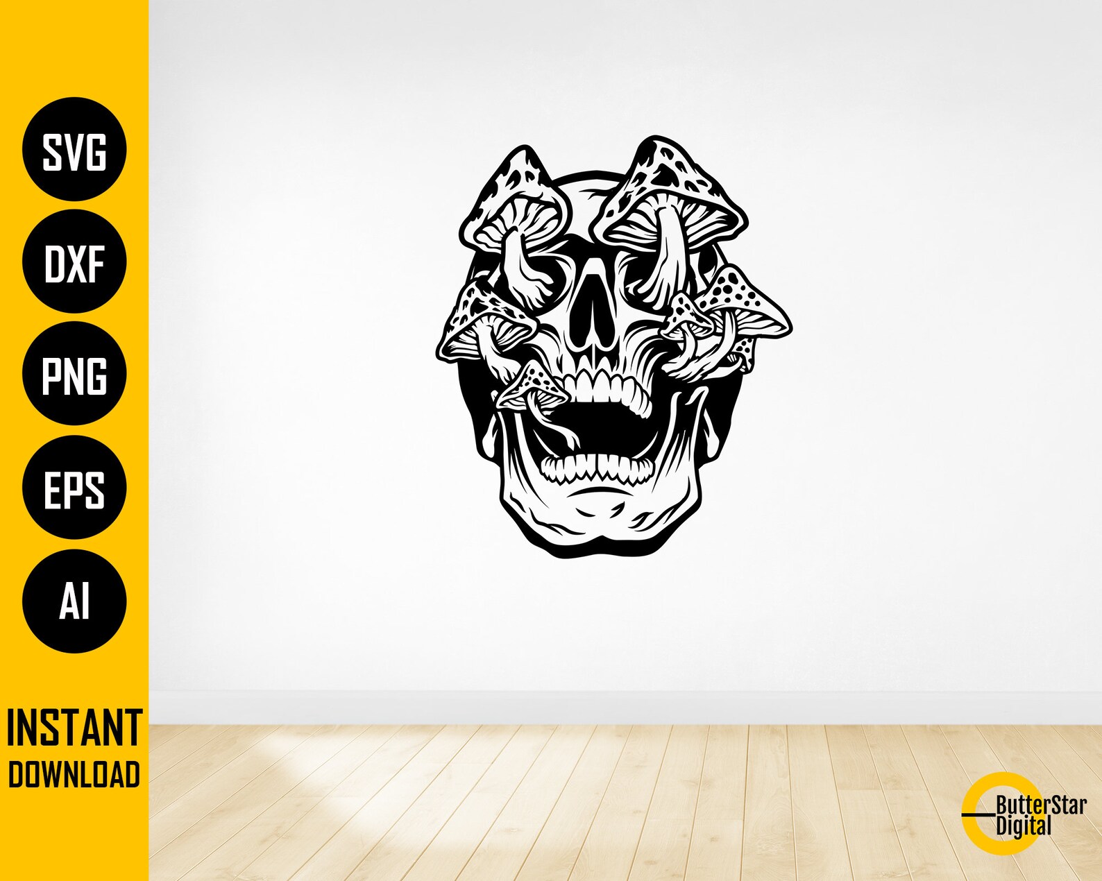 Big Mushroom Skull SVG | Psychedelic Decal T-shirt Vinyl Stencil ...