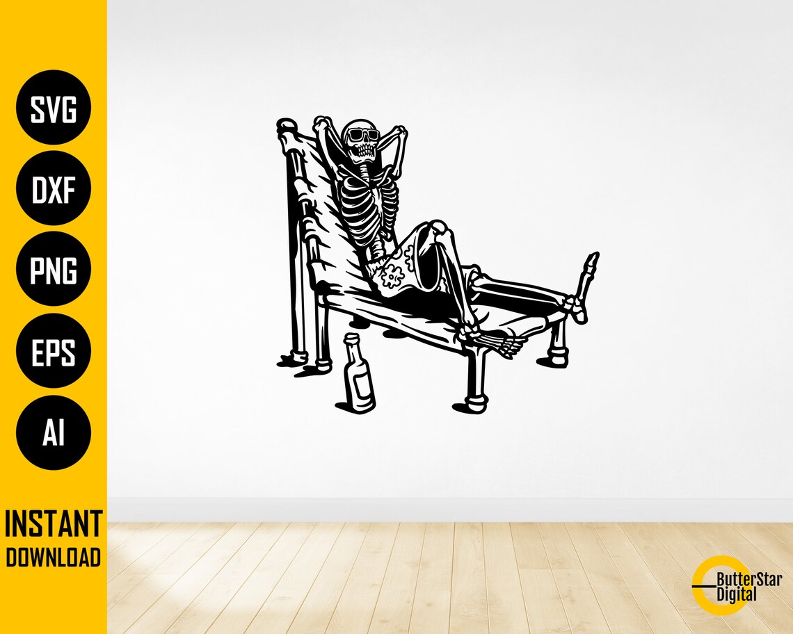 Skeleton Chillin' SVG Beach SVG Tropical SVG Summer - Etsy