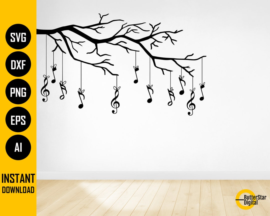 Music Notes Tree Branch SVG | Treble Clef Sheet Musical Classical ...