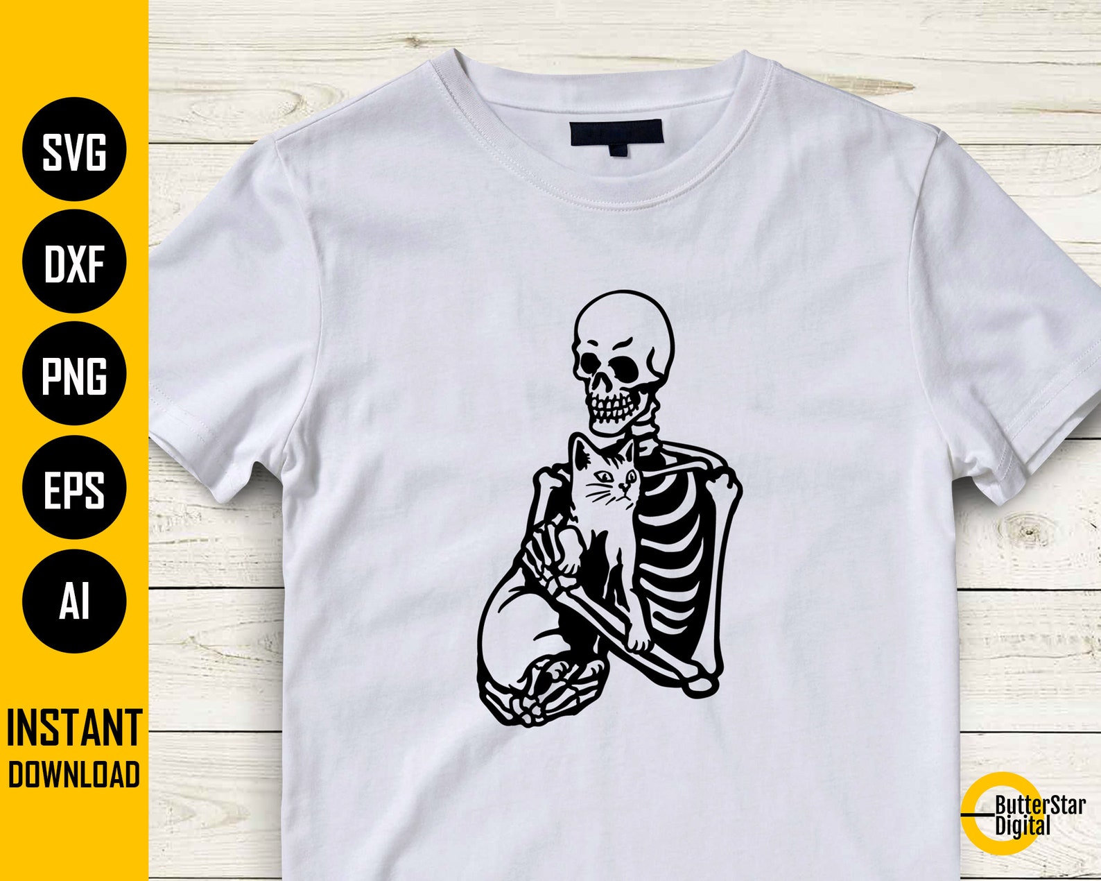 Skeleton With Cat SVG | Gothic SVG | Pets SVG | Witchcraft Feline ...