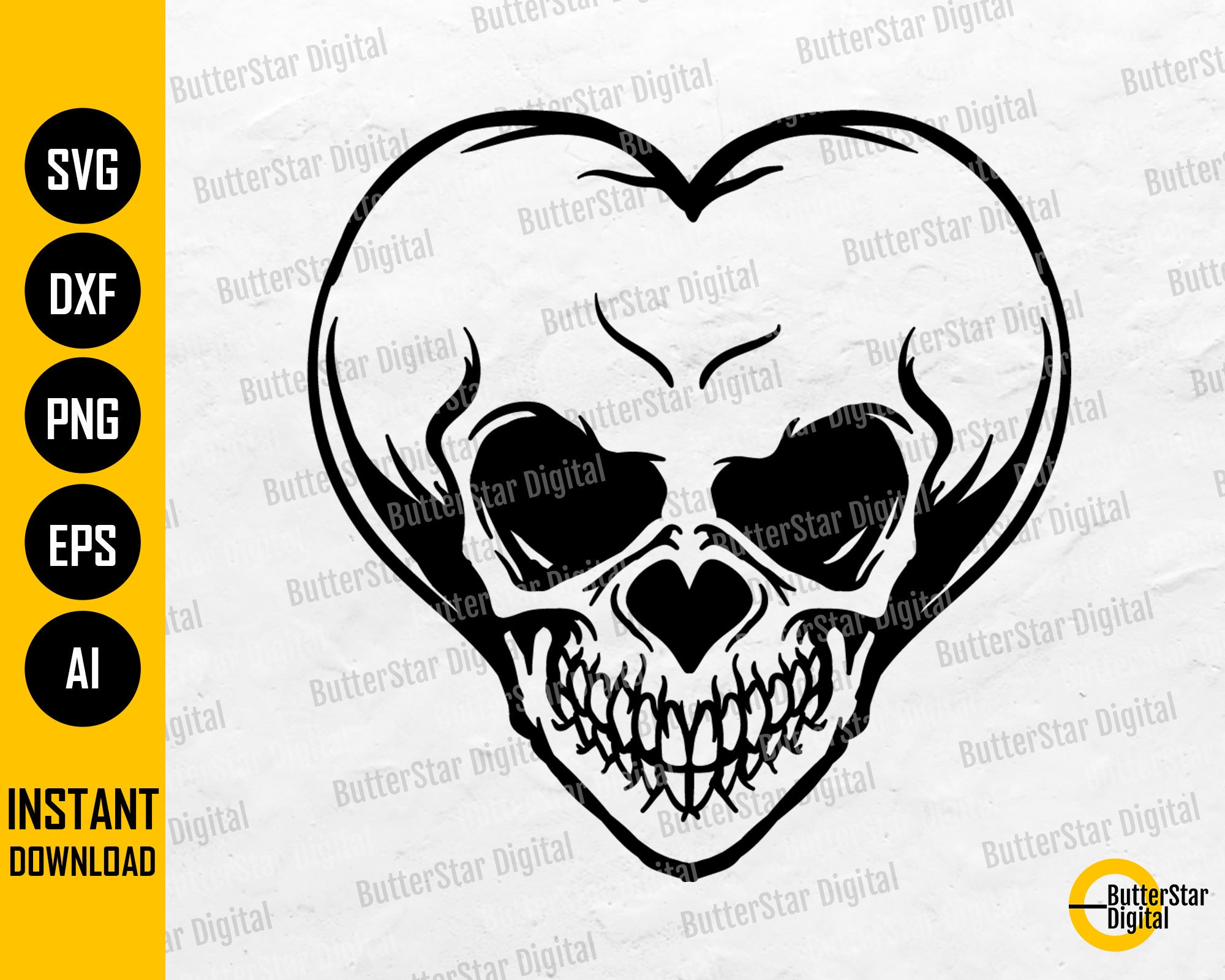 Heart Skull SVG / Skeleton SVG / Gothic Love T-Shirt Vinyl | Etsy España
