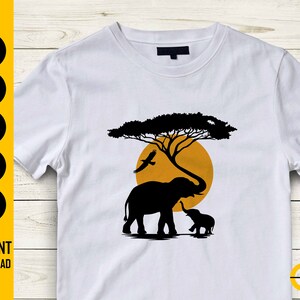 Elephant Tree Trunk SVG | Africa SVG | Morning Sun Sunrise Afternoon ...
