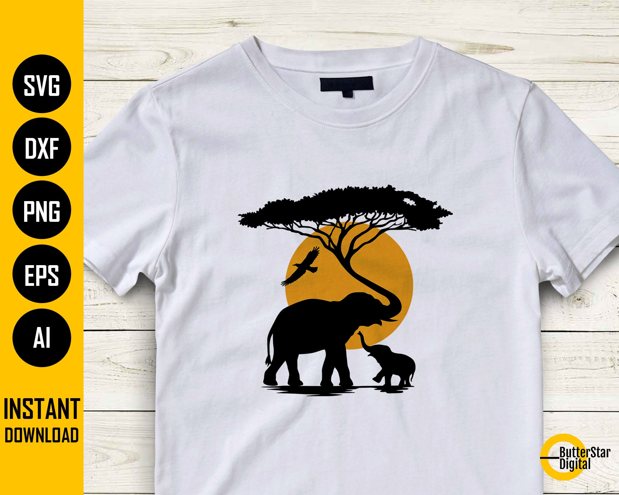 Elephant Tree Trunk SVG Africa SVG Morning Sun Sunrise - Etsy