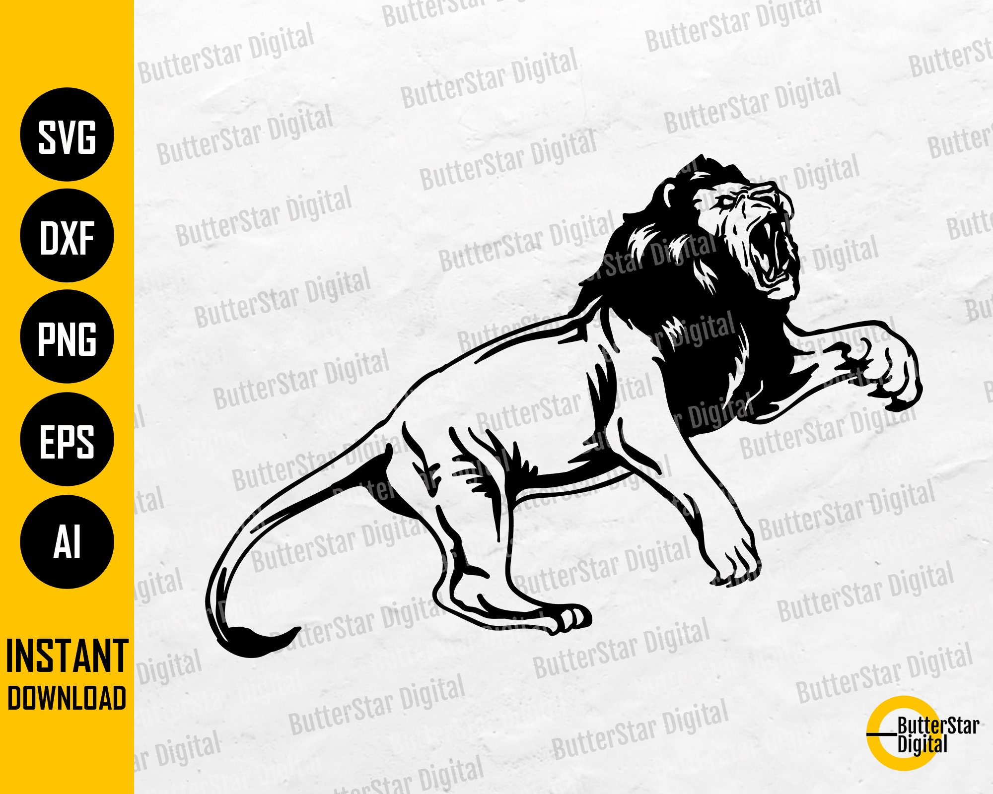 Lion Jumping Silhouette