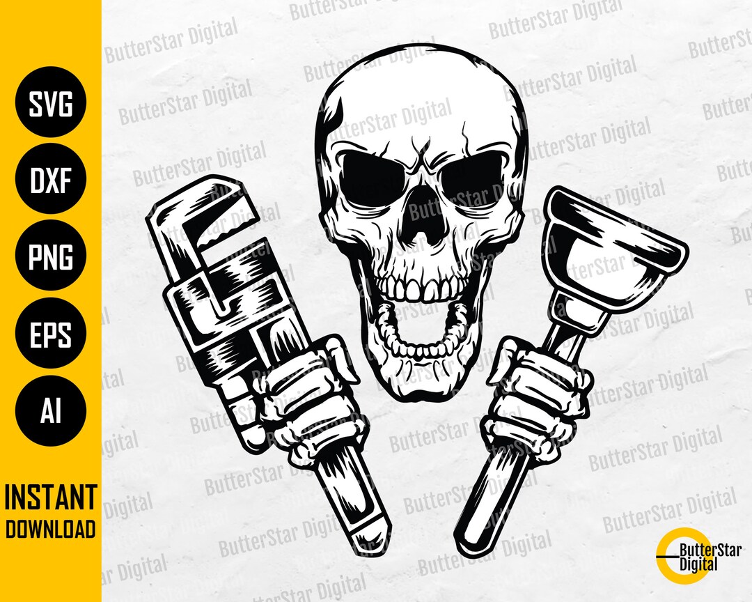 Plumber Skull SVG | Plumbing SVG | Gothic Decals Sticker T-shirt ...