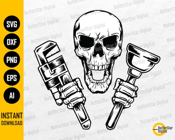 Plumber Skull SVG Plumbing SVG Gothic Decals Sticker - Etsy
