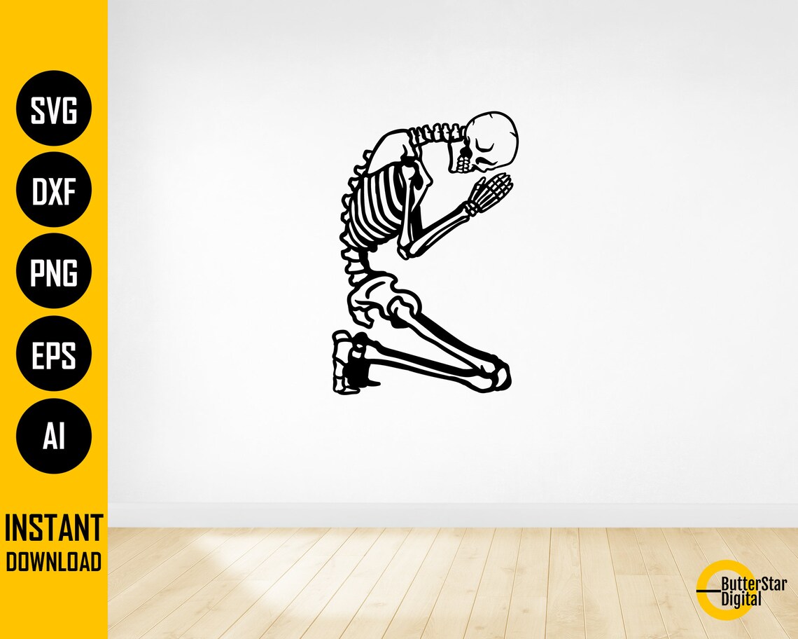 Skeleton Praying SVG | Pray SVG | Prayer SVG | Gothic T-shirt Decal ...