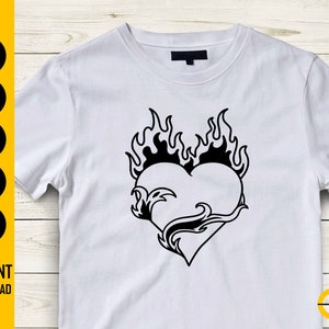 Flaming Heart SVG | Heart on Fire SVG | Love Vinyl Decal T-shirt Wall ...